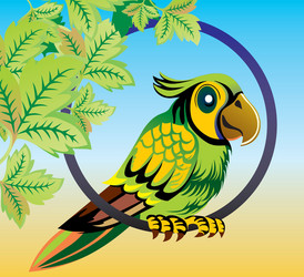 Cartoon parrot on tree branch Royalty Free Vector Image
