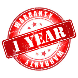 1 year warranty 3d gold badge with red ribbon Vector Image