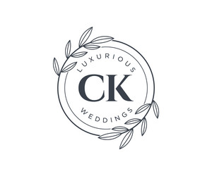 Ck letter wedding monogram logos template hand Vector Image
