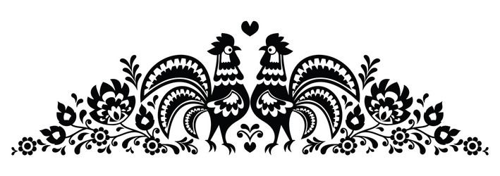 Corners border polish floral folk art pattern Vector Image