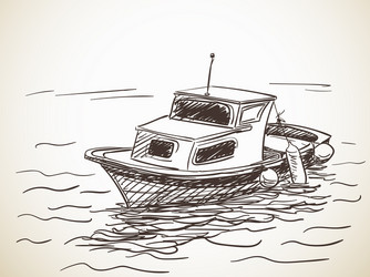 Hand drawn boat Royalty Free Vector Image - VectorStock
