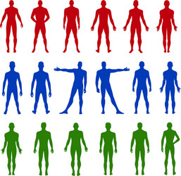 Set of full length front back silhouette man Vector Image