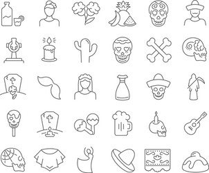 Line art music icons set rock punk symbols Vector Image