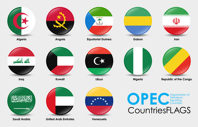 Set of opec 13 countries Royalty Free Vector Image
