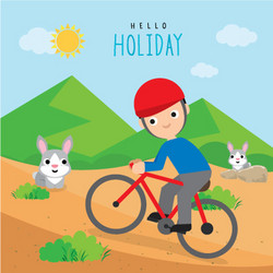 Surfboard summer holiday trip boy cartoon Vector Image