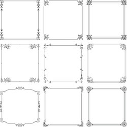 Collection of simple square frame with elements Vector Image
