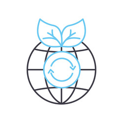 Green world line icon outline symbol Royalty Free Vector