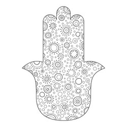 Hamsa hand drawn symbol black and white Royalty Free Vector