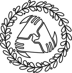 Leaf hand triangle commitment teamwork together Vector Image