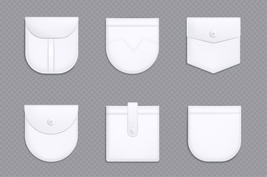 Realistic set of white pocket templates Royalty Free Vector