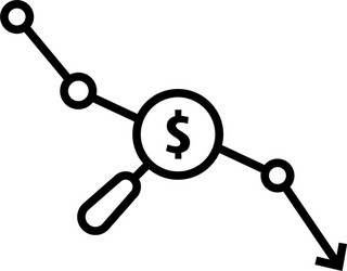 Cost reduce icon arrow down graph analysis Vector Image