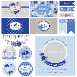 Baby shower flower theme Royalty Free Vector Image
