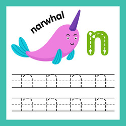Alphabet n with narwhal Royalty Free Vector Image