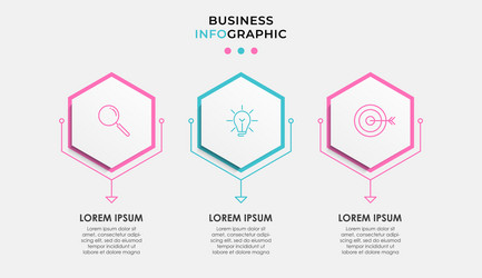 Business infographics presentation with 3 steps Vector Image