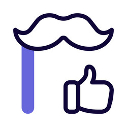 Fake mustache with thumbs up logotype isolated Vector Image