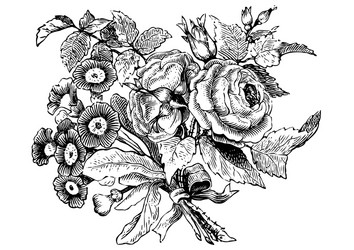 Antique flowers engraving Royalty Free Vector Image