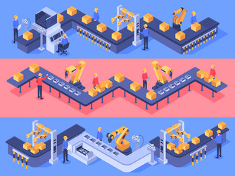Smartphone production process isometric design Vector Image