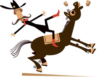 Cartoon rider falls from horse isolated Royalty Free Vector
