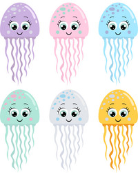 Set of colorful baby squids with glasses Vector Image