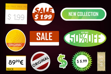 Sticker pack price stickers Royalty Free Vector Image
