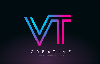 Vt v t logo design with black and white creative Vector Image