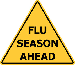 Yellow warning sign caution - flu shots ahead Vector Image