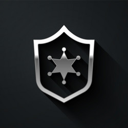 Silver police badge icon isolated on black Vector Image