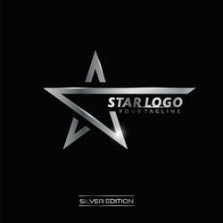 Shabby metal 3d star logo five pointed Royalty Free Vector