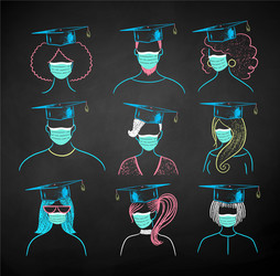 Students wearing face masks Royalty Free Vector Image