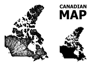 Solid and network map canada Royalty Free Vector Image