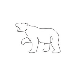 Continuous one line drawing bear sitting symbol Vector Image