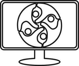 Monitor commitment teamwork together outline logo Vector Image