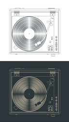 Turntable vinyl sketch Royalty Free Vector Image