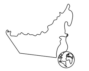 Map of uae with globe lightbulb as line drawing Vector Image