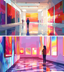 Art gallery artistic museum painting exhibition Vector Image