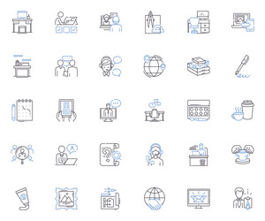 Sole proprietorship line icons collection Vector Image