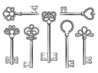 Vintage Key Sketch Collection Royalty Free Vector Image