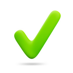 Cute 3d green round check mark button isolated Vector Image