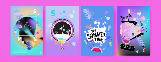 Colorful summer poster set tropical design Vector Image