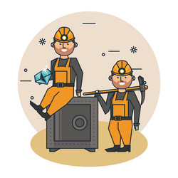 Diamonds mining cartoons Royalty Free Vector Image