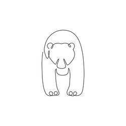 One single line drawing cute grizzly bear Vector Image