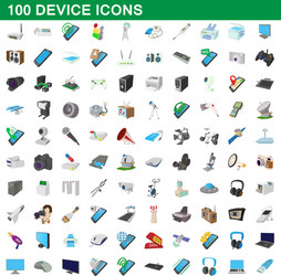 Computer equipment icons set cartoon style Vector Image