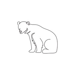One single line drawing cute grizzly bear Vector Image