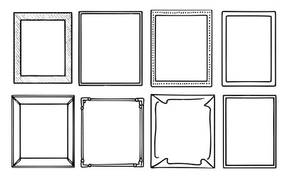 Hand-drawn frames of empty photo borders Vector Image