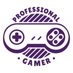 Professional gamer badge purple Royalty Free Vector Image