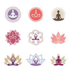Abstract yoga icons set Royalty Free Vector Image
