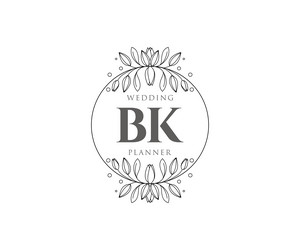 Bk initials letter wedding monogram logos Vector Image