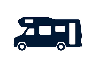 Simple motorhome camper silhouette icon Royalty Free Vector