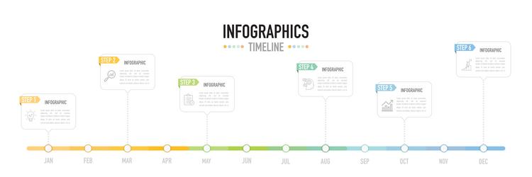Timeline 12 months roadmap infographic Royalty Free Vector