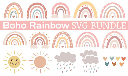 Boho rainbow watercolor seamless border Royalty Free Vector